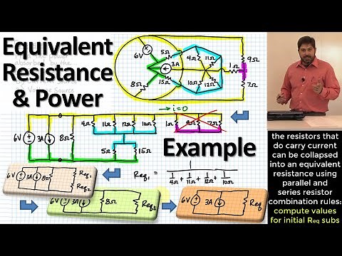 Equivalent Resistance Example: Reducing Circuit Using Parallel & Series Rules To Find Power Absorbed