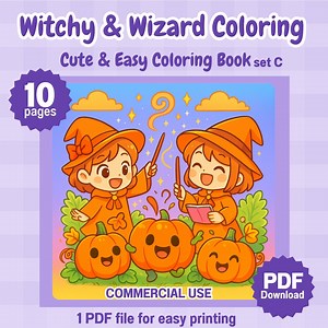 Witch and Wizard Coloring Book | Halloween Activity Pages for Kids | Digital PDF Printable Download - Etsy Canada