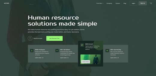 Job Portal Free Cloneable Hero Section Design - Made in Webflow