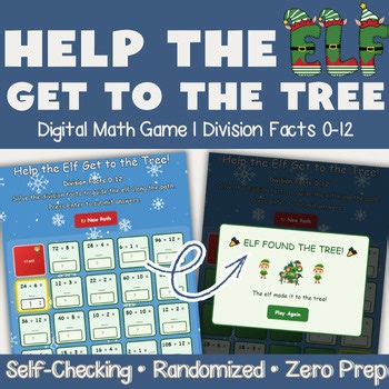 Help the Elf Get to the Tree! | Division 0-12 | Digital Math Fact Fluency Game