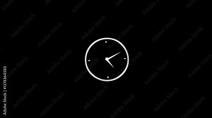 Analog clock spinning animation on black background Time Lapse. clock icon moving arrows isolated on black screen. Stopwatch motion animation. 4k animated analog clock timer. clock icon animation.