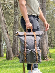 Waxed Canvas Leather Backpack: Large Travel Rucksack, Laptop Bag - Etsy