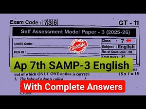 Ap 7th class English self assessment 3 question paper 2026 with answers|fa3 7th English paper 2026