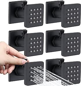 Solid Brass Shower Body Spray with On Off Switch Massage Square Body Jets Wall Mount, Rotating Matte Black Body Sprayers NPT 1/2” Female, Flow Can Be Controlled