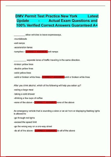Dmv Permit Test Practice New York Latest Update Actual Exam video