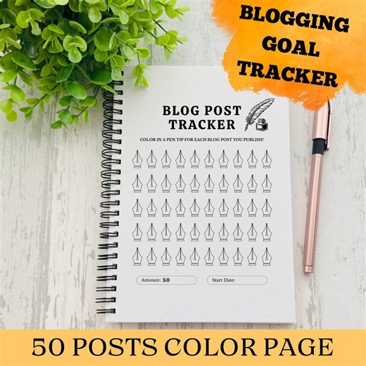 Blog Goal Tracker, Color-in Blog Post Planner (printable) - Etsy