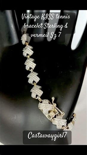 KISS Tennis Bracelet Sterling Vermeil size 7 $15 - read description box