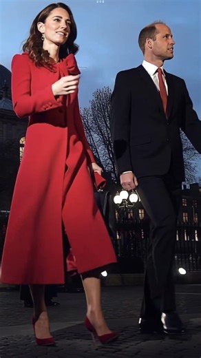 Princess of Wales Stuns in Bold Red Coat Dress | Elegant Evening Walk with Prince William