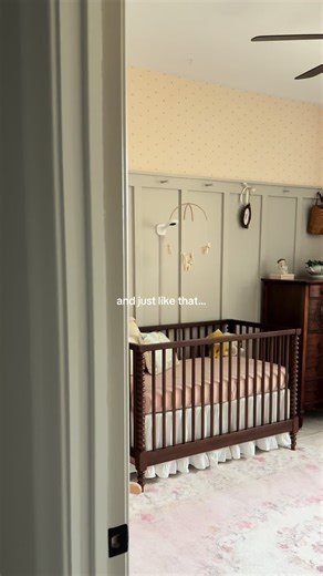 Kit's shadow-box inspired nursery 🤍 it was so healing slowly finding thrifted pieces and using little bits of my childhood to bring this room together. 🥹 The cottage-shaped shadow box on her bookshelf once hung above my sister's bed in our shared room, and I remember spending hours playing with the tiny trinkets inside 🧺🦢 After not getting the chance to do this the first time around, creating this for Kit felt especially meaningful. I hope she grows up knowing this room is a love letter to l