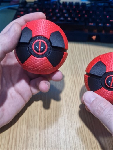 Deadpool V2 Pokeball now has the Poke Prints Pokeball Clicker Mod available for the custom button. Find it in its own profile on the model listing. Clicker Mod also available for every other Poke Prints Pokeball! #pokeprints #3dprinting #bambulab #deadpool