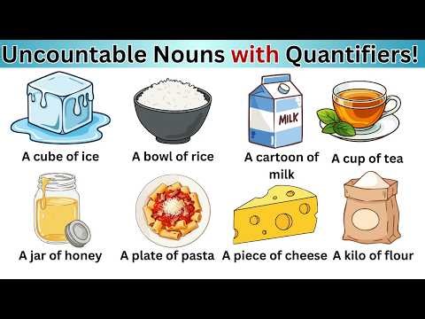 Uncountable Nouns with Quantifiers | Easy English for Kids!