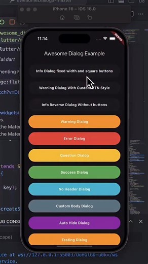 FlexZ • Flutter Developer, Mobile Developer, iOS & Android Dev on Instagram: "✨ Ever spent hours designing custom dialogs just to make them look clean and user-friendly? Well… let me introduce you to a little gem I’ve been using: Awesome Dialog 🎉 With just a few lines of code, you can add beautiful error, success, info, or even warning dialogs into your Flutter apps. No more boring default alerts 🚫🙅‍♂️ Why I love it? 👇 ✅ Super easy to set up ✅ Tons of customization options ✅ Saves a LOT of d