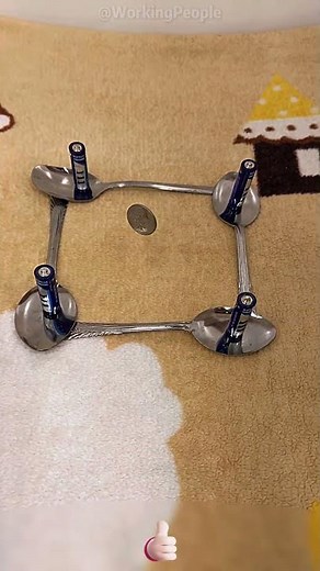 Skills for making a simple coin levitation model with batteries and spoons 🔋🥄🪙