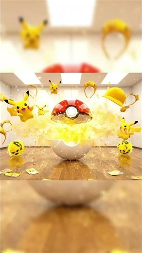 ⚡ Pokéball Explosion Transforms Into a Bedroom! 🟢🔴 #Shorts #ai #cartoon