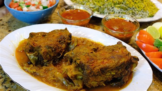 Baghali polo ba gardan: Tender lamb neck with fava bean rice