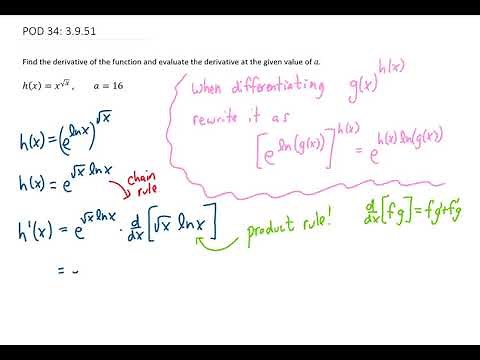 Calculus POD 34 Derivative of a tower function y=x^(sqrtx)