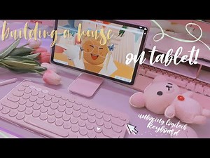BUILDING ON TABLET (First time) + unboxing logitech K380 keyboard | Roblox Bloxburg ♡