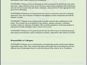 Ethical Standards for Human Service Professionals