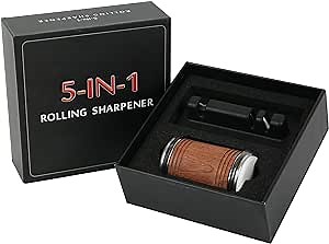 Rolling Knife Sharpener Knife Sharpening Kit with Diamond & Ceramic Discs 15/20° Multifunction Magnetic Angle Base for Pocket Knife, Kitchen Knives, Chef Knife Set, Scissors, Steel of Any Hardness