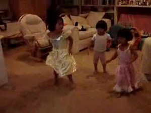 Chloe, Mia, Cami doing Caterpillar Exercise Dance
