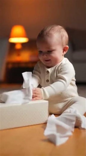 Baby Discovers the Magic of a Tissue Box
