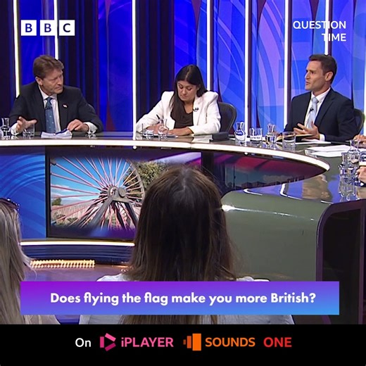 “Does flying the flag make you more British?” Watch what the Question Time panel said on this audience question Catch up with the whole of this week’s #bbcqt from Bedworth, on Sounds and iPlayer now: bbc.co.uk/programmes/m002jxv3 | BBC Question Time