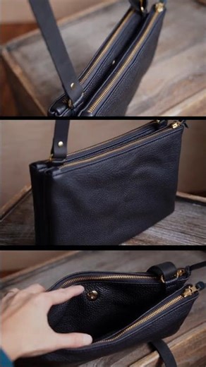 Sewing a Leather Double Zip Crossbody Bag with Secret Pocket #leatherwork #diy