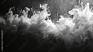 White ink diffusing into black background. Liquid splash spreading around. Beautiful natural effect 4k video beauty