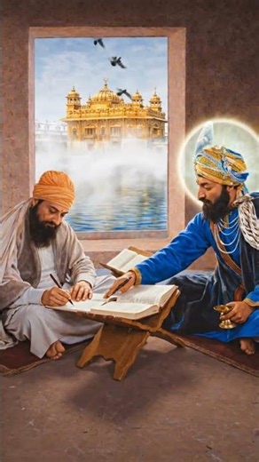 Guru Gobind Singh Ji is dictating Guru Granth Sahib Ji to Bhai Mani Singh Ji #gurugobindsinghji
