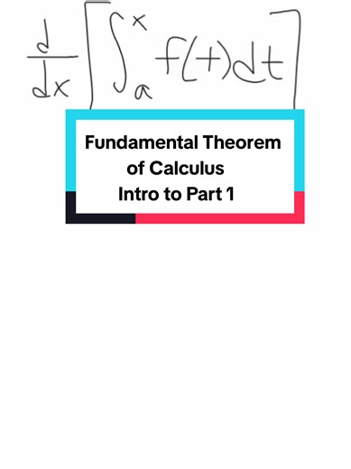 The Fundamental Theorem of Calculus has two parts which are both essential for fully understanding definite Integrals. Follow to catch all the vids practicing it! #fundamentaltheoremofcalculus #calculus #integrals #derivatives #antiderivatives