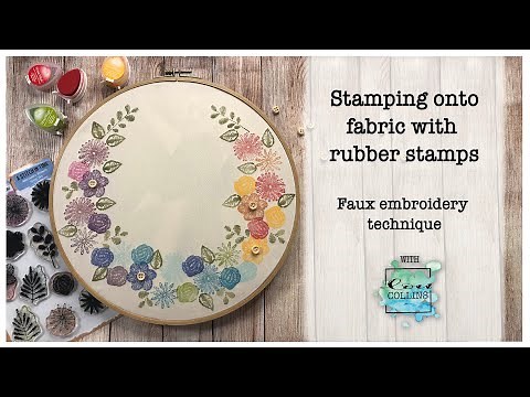 Stamping on fabric with rubber stamps - Faux embroidery technique