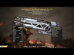 Fallout 76: 2 Shot FFR Ultracite Gatling Laser - Bloodied PA Build.