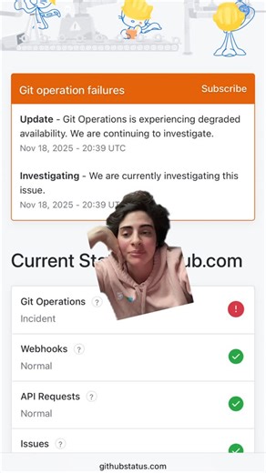 Someone on Instagram: "Another day another (two) outages. 🤔 Though let’s be real GitHub is always on fire in some way or another"