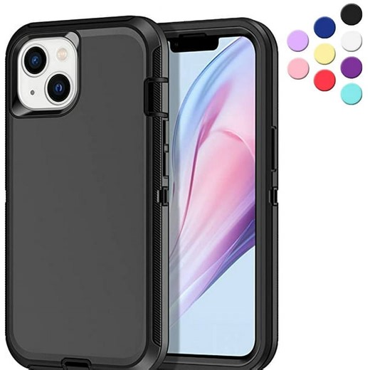 Entronix Heavy Duty Case Designed for iPhone 14, Shockproof Triple Layer Rugged Case (Black)