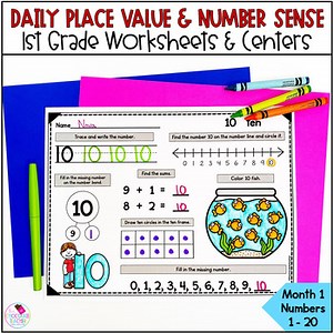 Place Value Worksheets 1st Grade Number Sense Activities Daily Math Numbers 1-20