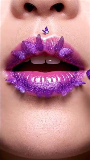 Purple Butterfly Lipstick ASMR 💜🦋 | Tiny Butterflies Land on Lips With Whispery Brushing Sounds