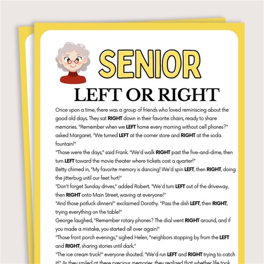 Senior Left or Right Game, Pass the Prize Game, Fun Senior Citizen Games, Memory Activities for the Elderly Games, Brain Game for Seniors - Etsy UK