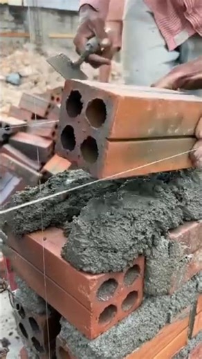 Double Red Brick Installation for Stronger and Thicker Walls! #constructiontips