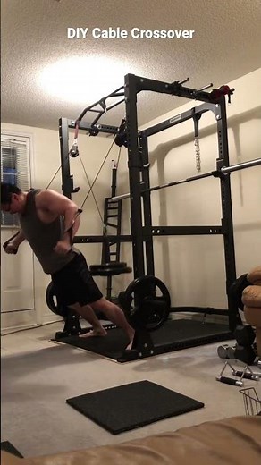 DIY cable crossover home power rack set up.