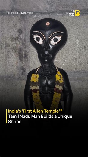 The Bharat Post on Instagram: "A man from Salem, Tamil Nadu claims to have built what many are calling India’s first “Alien Temple”, an underground shrine with a black “Alien God” idol at its centre. The temple was constructed by Loganathan (also referred to as “Siddhar Bhakiya”) in Mallamuppampatti village after he says he communicated with extraterrestrials and got their permission. The idol stands underground (about 11 feet below ground), and along with the “Alien God” stones, the complex rep