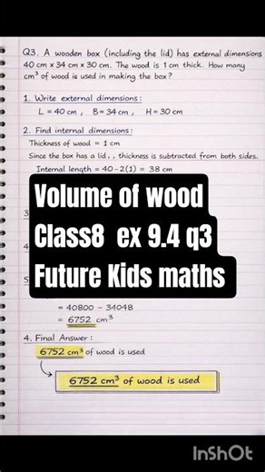 Class 8 Maths Ex 9.4 Q3 | Volume of Wood Used | Wooden Box with Lid | Math Tricks