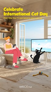 🐱 Happy International Cat Day! It’s International Cat Day! Time to let your kitty join the fun too. 🐾💖 With cat-approved videos on screen, your TV becomes the ultimate moving toy. 🐱📺 Hunting mode: activated. Your feline might already be getting ready to pounce! Today, celebrate with the one who rules the house — your cat. *The above image is simulated to help consumers understand key features of webOS Hub. #webOSHub #InternationalCatDay #CatLovers #SmartHomeForPets #CatchCat #SmartTV | WEE 