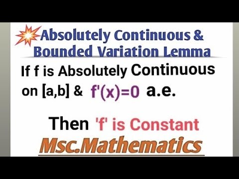 Absolute Continuity | Functions of bounded variation Msc.mathematics