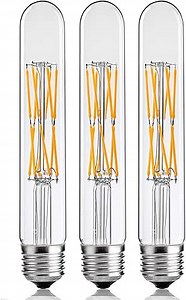Leools T10 Led Bulbs,12W Dimmable Tubular Led Bulb,100 Watt Equivalent Edison Style Vintage LED Filament Light Bulb, E26 Long Tube Bulb,2700K Soft Warm White,7.3in(185mm),3-Pack.
