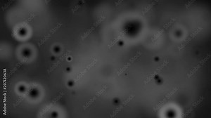 Microbiology, virus under a microscope. Molecules close-up. Place for text. Scientific gray background. Seamless loop.