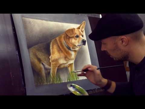 Trick Art 3D Painting of a Dog from photo /Speed Drawing