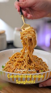 Caramel onion spaghetti | Easy homemade pasta recipe