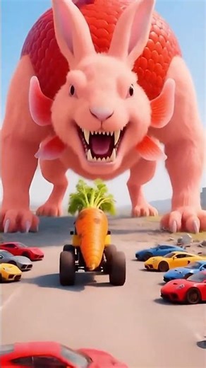 Kitten In Danger! The Giant Monster Rabbit Is Chasing Her!!