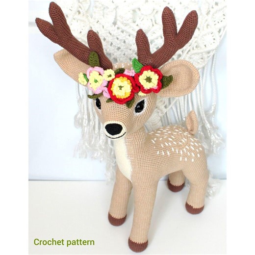 Deer Crochet Pattern PDF Reindeer Amigurumi Stuffed Big Toy Plush Deer Crochet Tutorial - Etsy