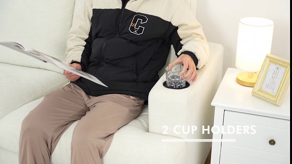 HOSTACK 89" Sofa, Comfy Sofa Couch with Extra Deep Seats, Modern 3 Seater Sofa with USB Charging Ports & 2 Cup Holders, Chenille Upholstered Sofa for Apartment, Living Room, Office, Beige